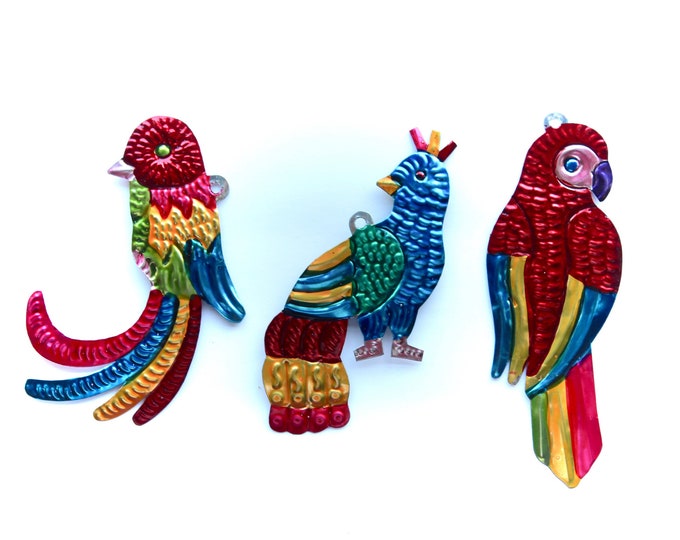 Handmade Mexican Tin Ornaments set of 3 Vintage Christmas - Etsy