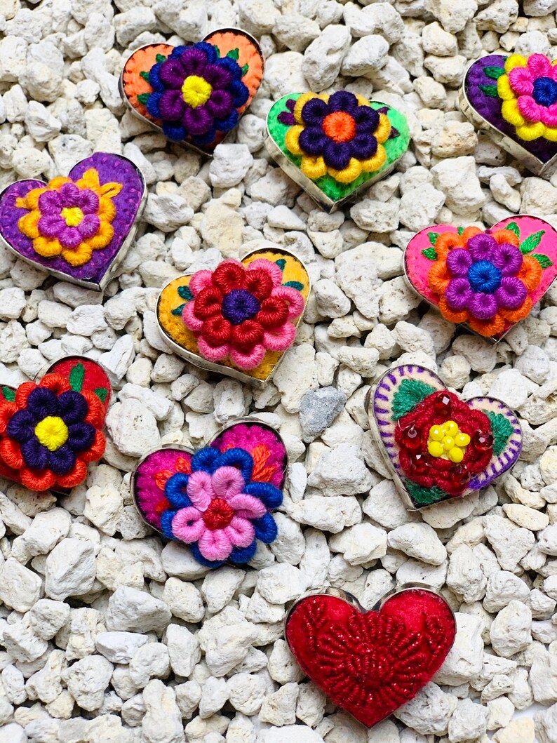 Rococo Hand Embroidered Ring Handmade Bohotribal Frida Kahlo Jewelry ...