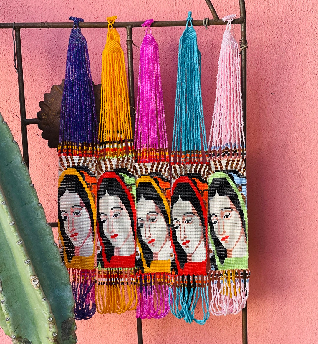 Handmade Virgen De Guadalupe Necklace Huichol Hand Woven Folk Art ...