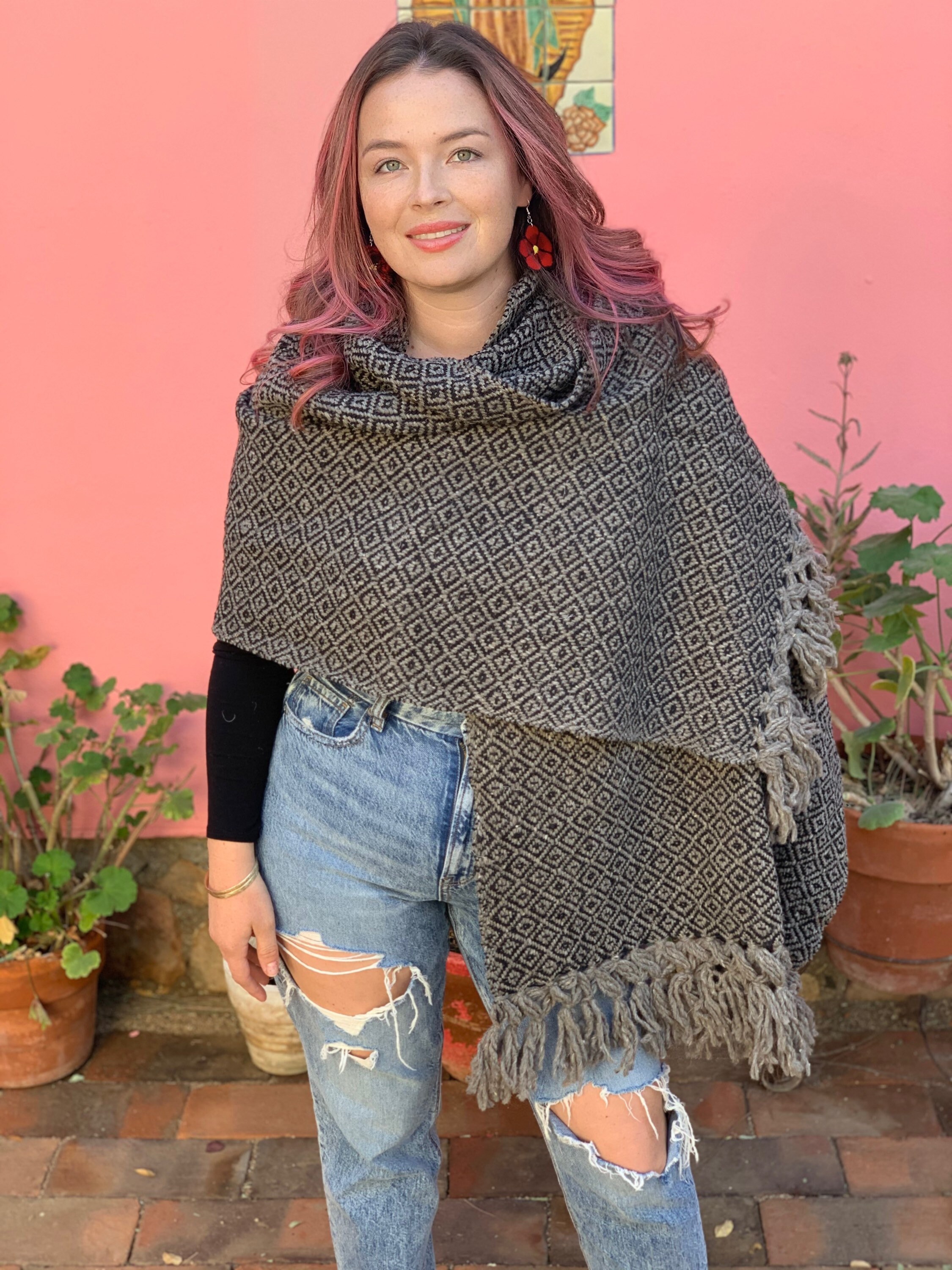 Wool Chunky Rebozo Scarf With Hand Knitted Fringe Winter Thick | Etsy