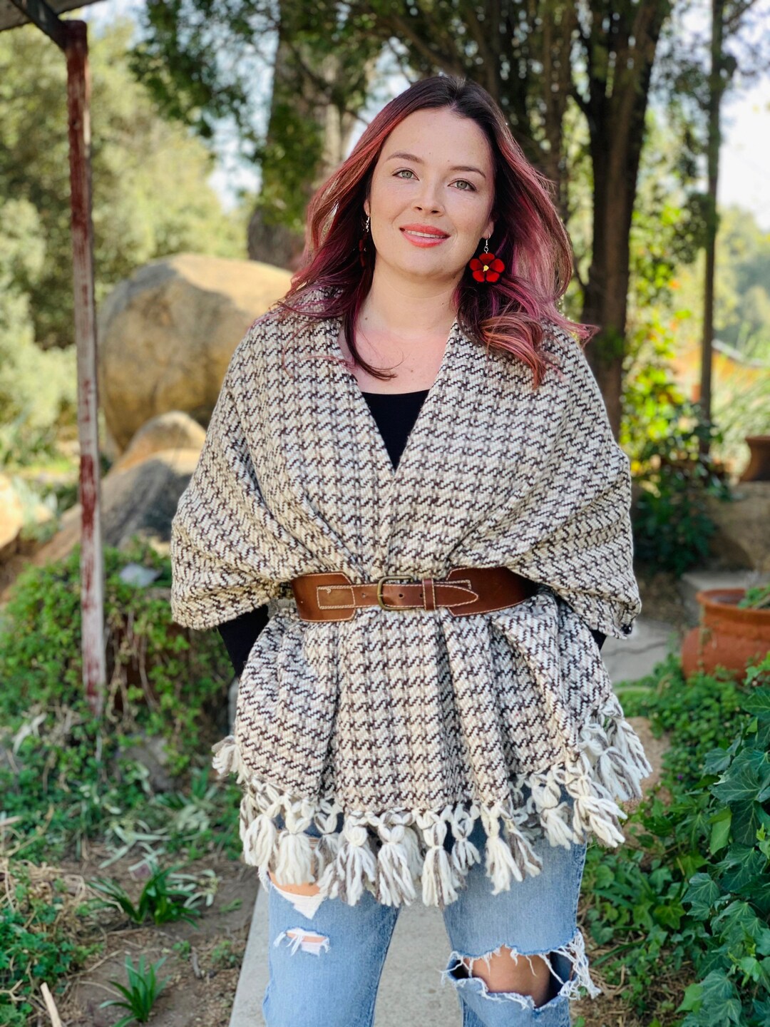 Wool Chunky Rebozo Scarf With Hand Knitted Fringe Winter Thick Very ...