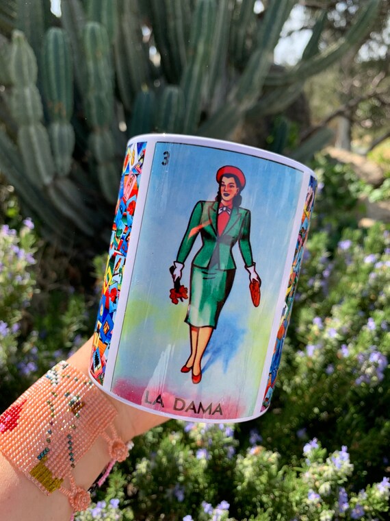 La Dama Coffee Cup Loteria Handmade Mexican Mug Fiesta Rosa | Etsy