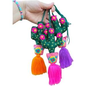 Cactus Nopal Flower Amor Hand Embroidered Purse Charm-tassel ...