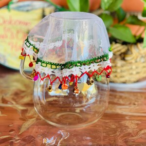 Crochet Pitcher Cover With Glass Beads Orange-green-red Kitsch- Mexico ...