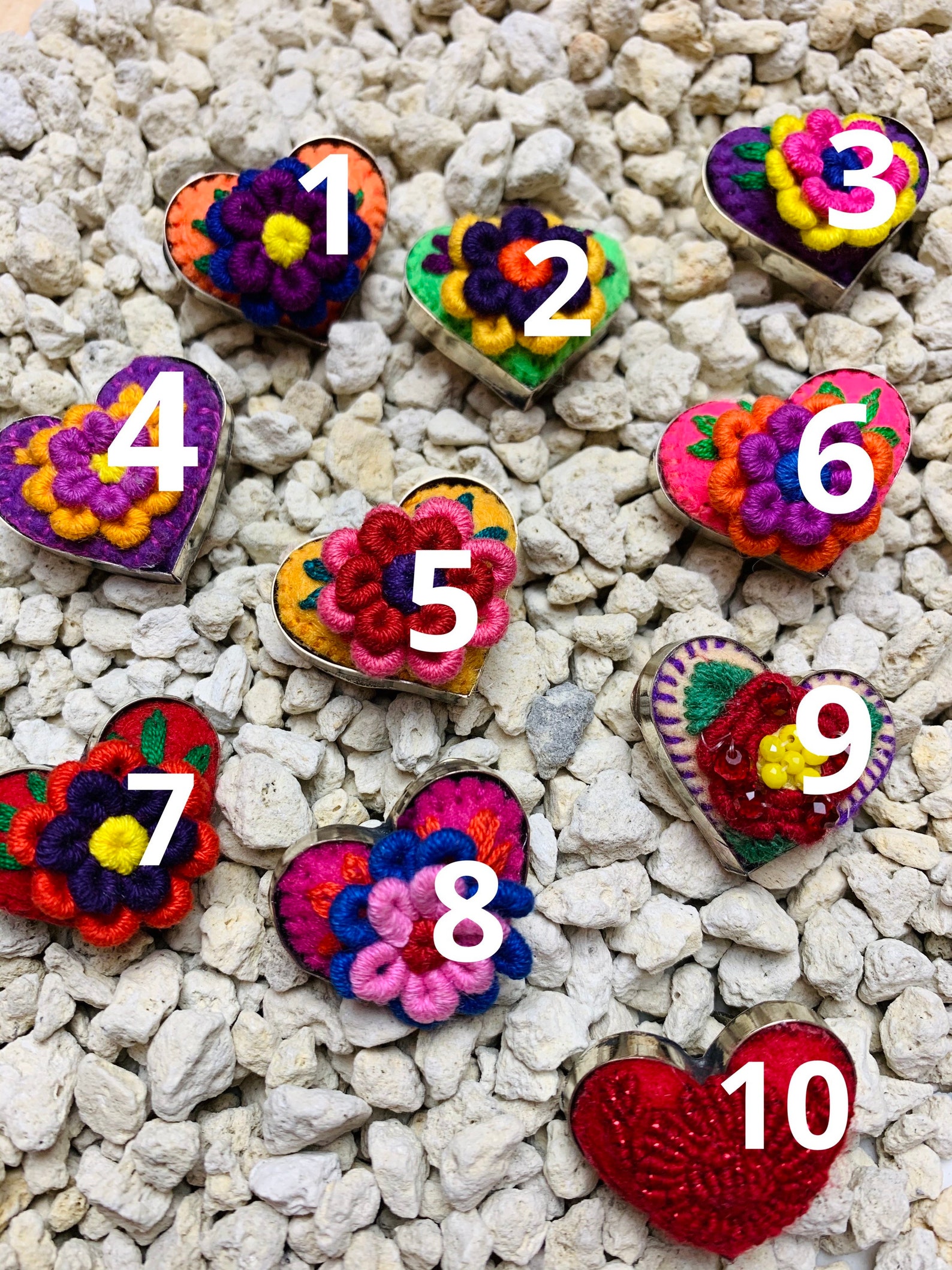 Rococo Hand Embroidered Ring Handmade Bohotribal Frida Kahlo | Etsy