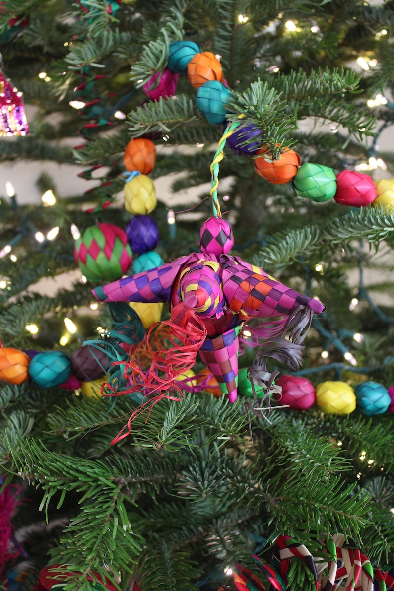 Set of 6 Woven Piñata Ornaments Christmas Handmade Palm Leaf - Etsy