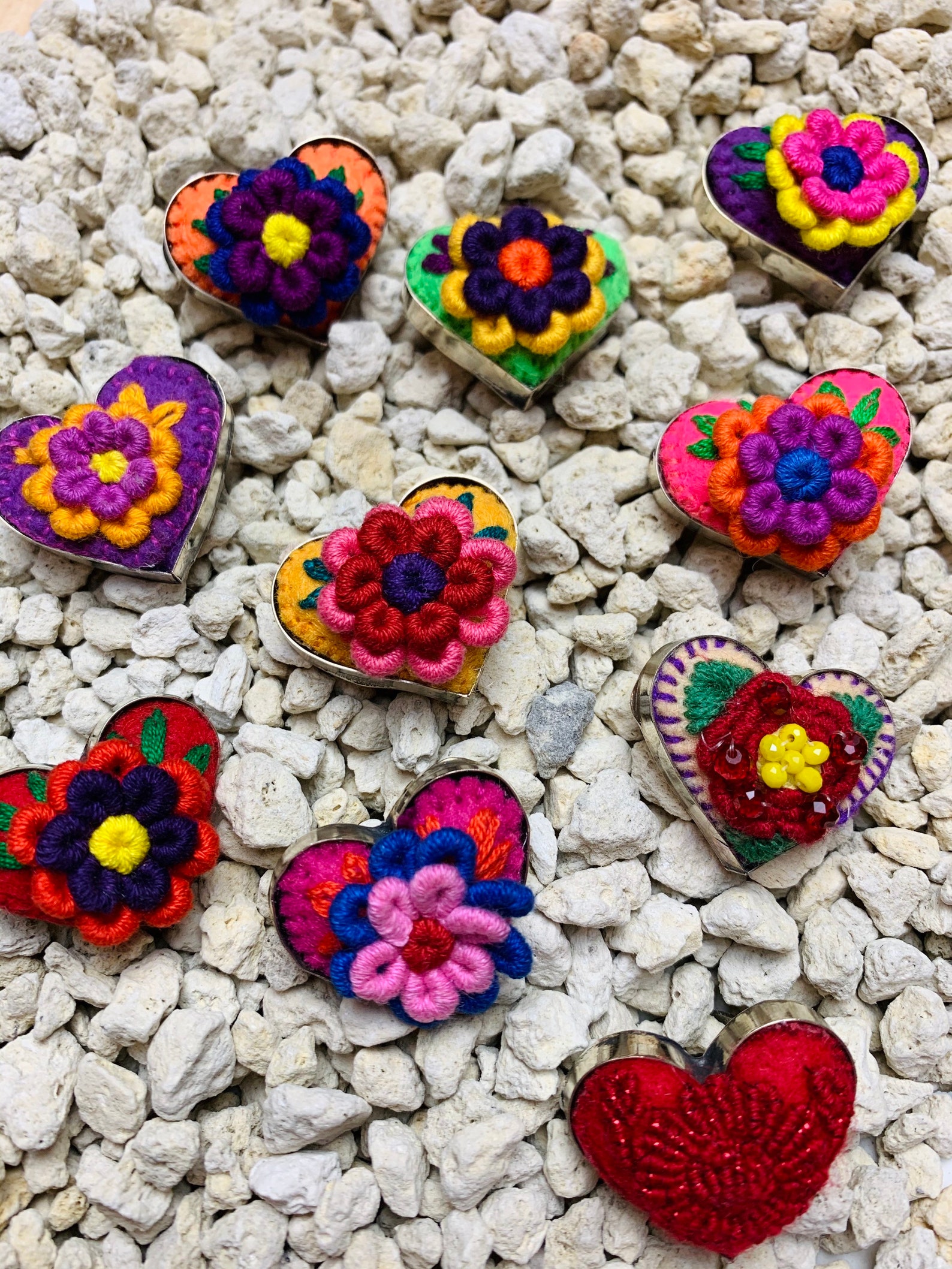 Rococo Hand Embroidered Ring Handmade Bohotribal Frida Kahlo | Etsy