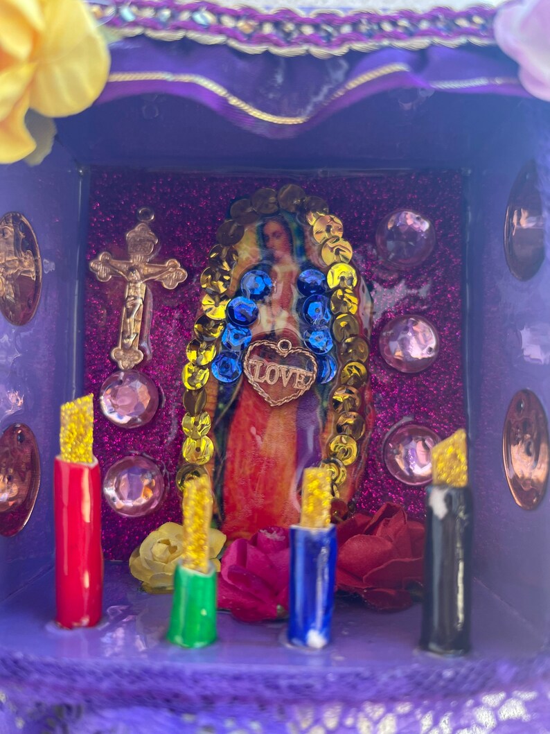 Virgen De Guadalupe Nicho Shadow Box Handmade Sacred Heart - Etsy