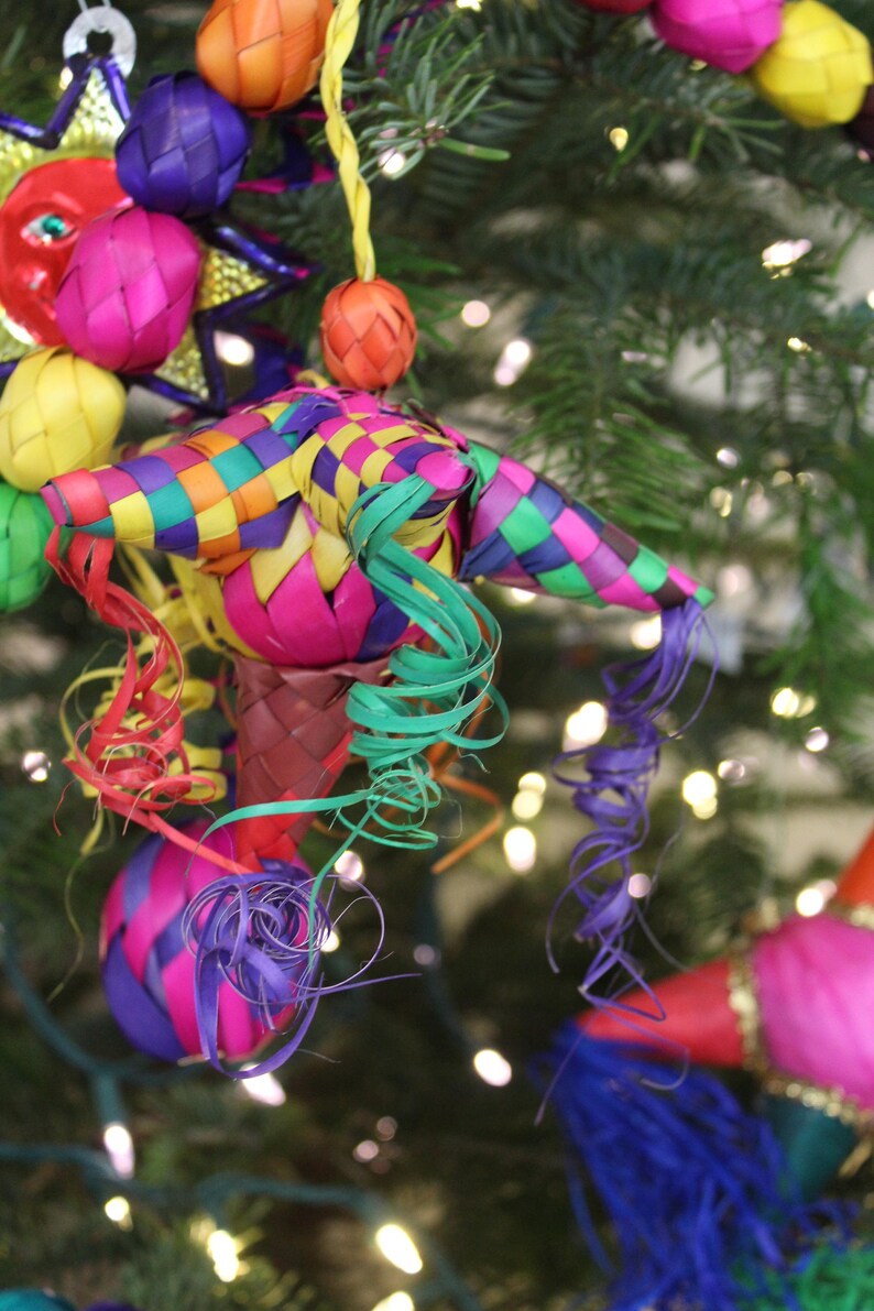 Set of 6 Woven Piñata Ornaments Christmas Handmade Palm Leaf - Etsy
