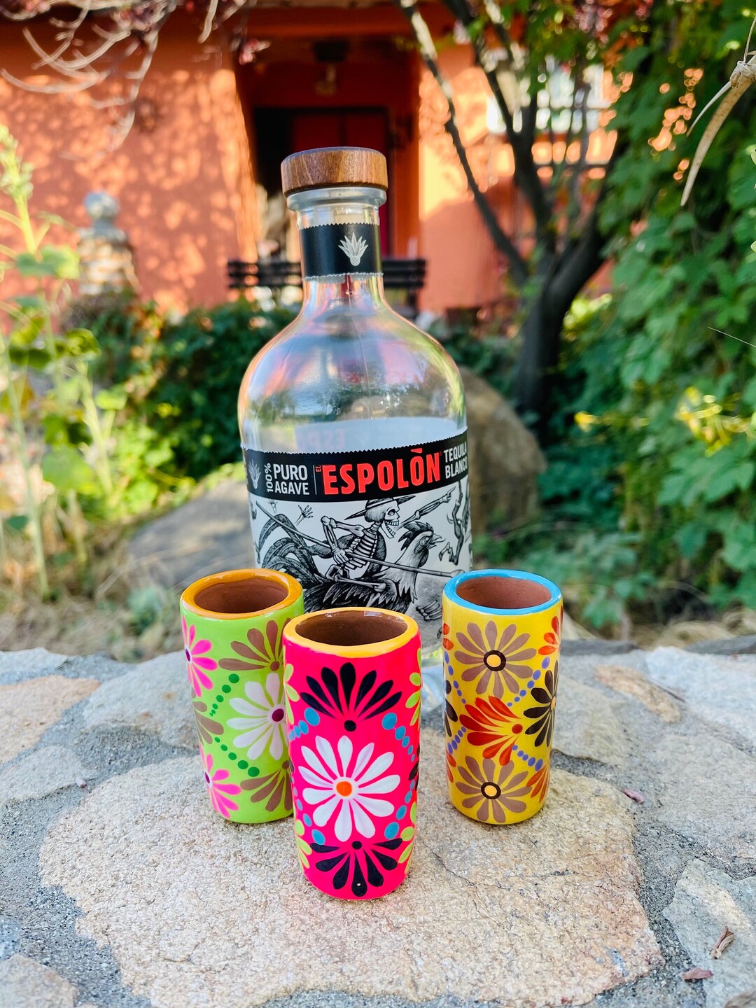 Set of 3 Tequila Shot Glass Hand Painted Colorful Mini Clay Gift Idea ...