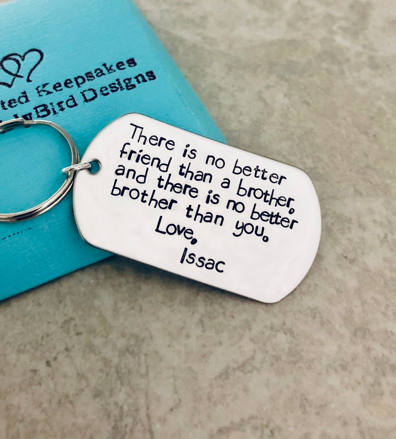 Brother Keychain Hand Stamped Personalized Custom There is No - Etsy