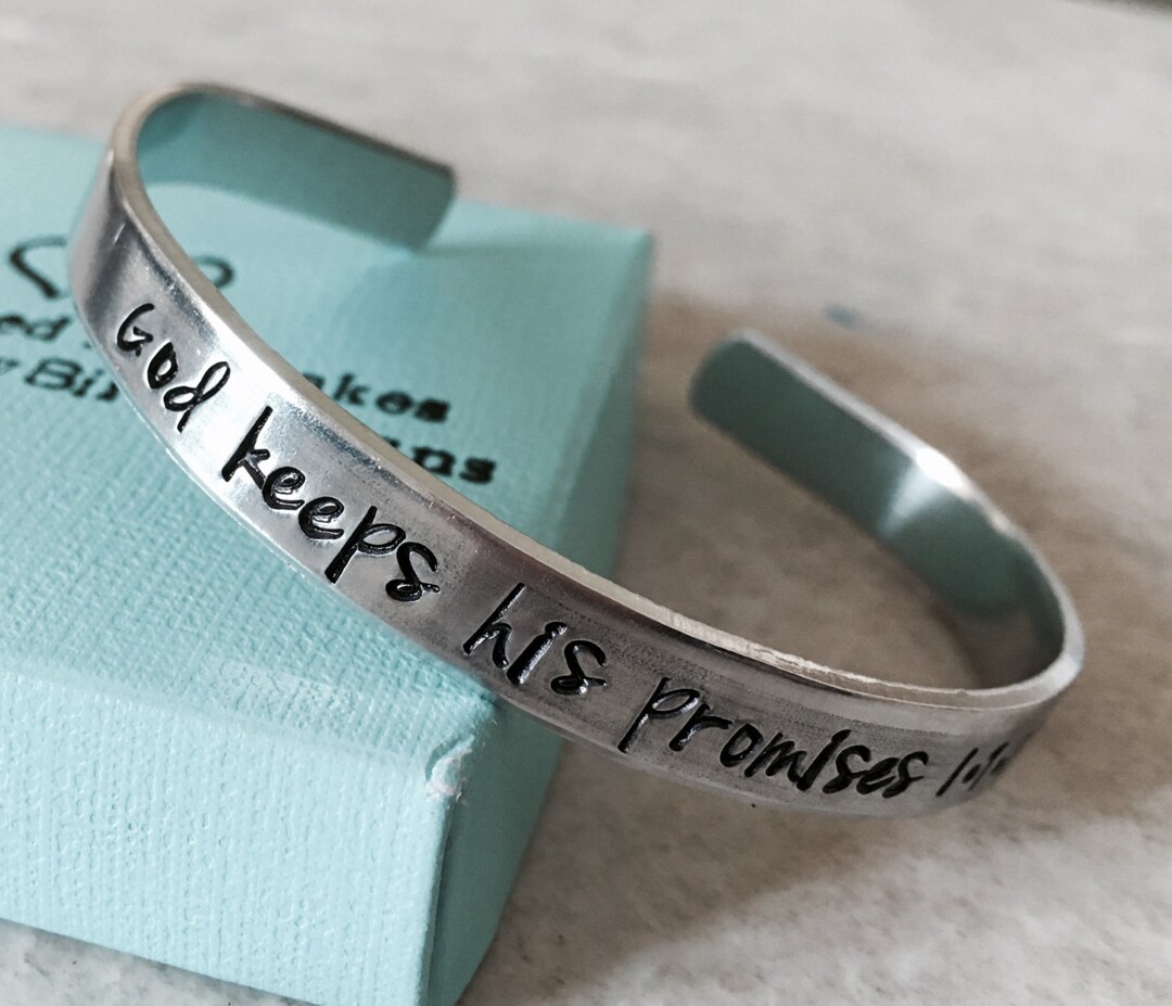 Personalized Cuff Bracelet: God Keeps His Promises, Religious Gift - Etsy