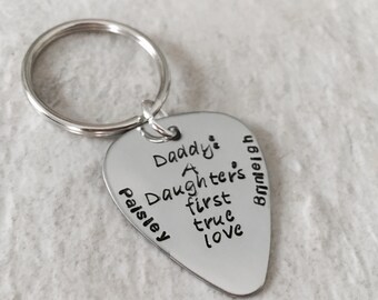 Personalized Dad Keychain Hand Stamped Custom Daughters First | Etsy