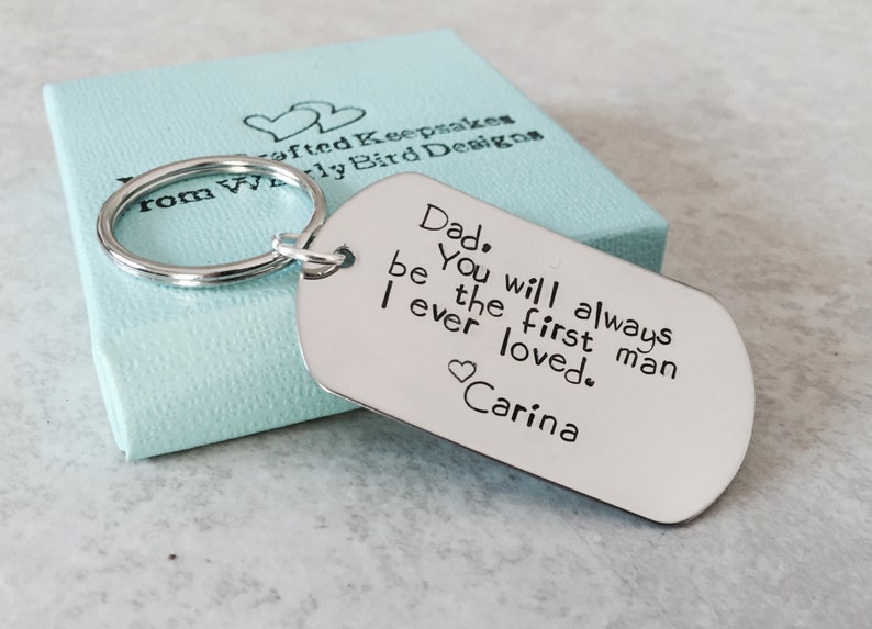 Personalized Dad Keychain Hand Stamped Custom Daughters First - Etsy