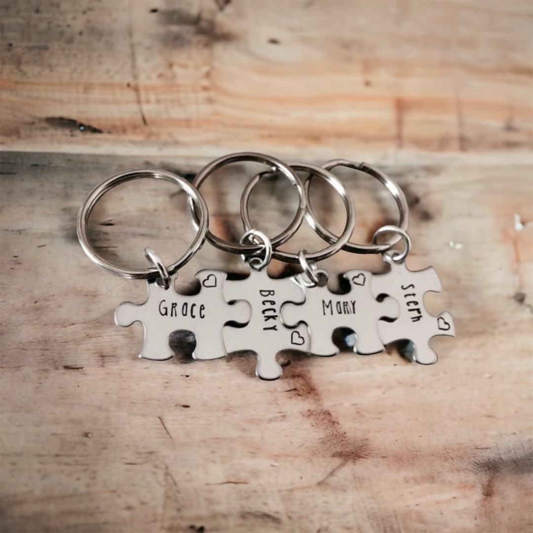 Personalized Puzzle Piece Keychain: Monogrammed Gift for Friends - Etsy
