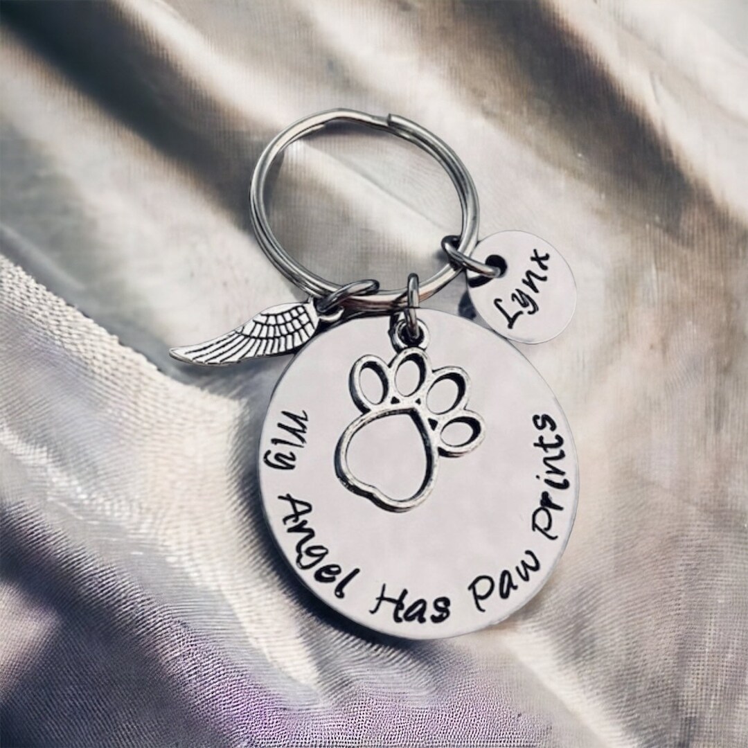 Pet Memorial Keychain My Angel Has Paw Prints Loss of Pet Loss of Dog ...