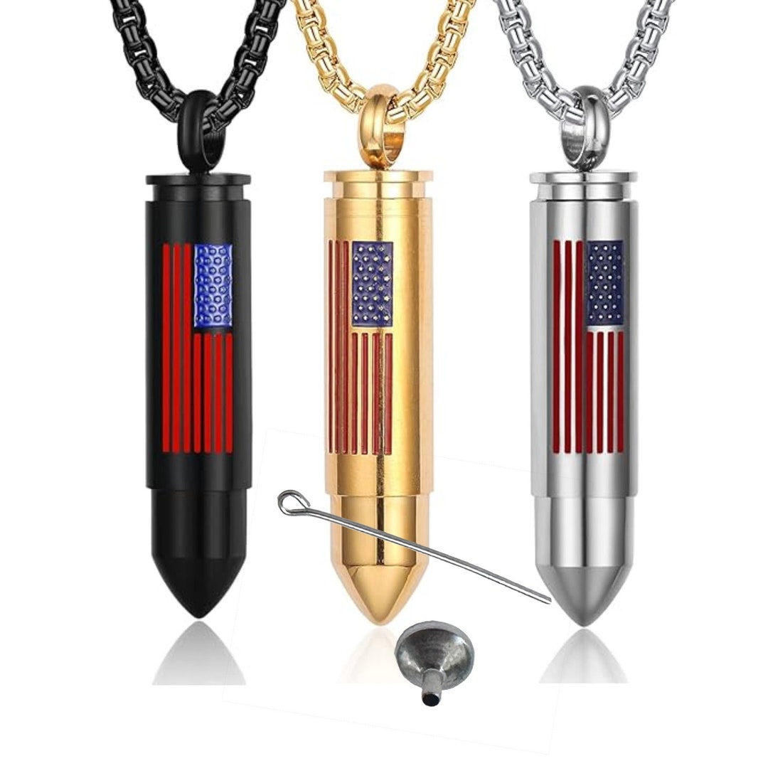 Personalized Stainless Steel Bullet Urn Necklace for Ashes , Custom ...