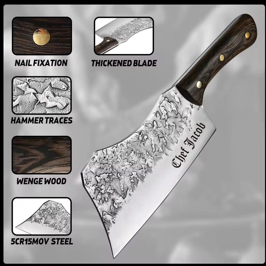 Personalized CHEFS KNIFE & CLEAVER Meat Sheath Knife -custom Engraved ...