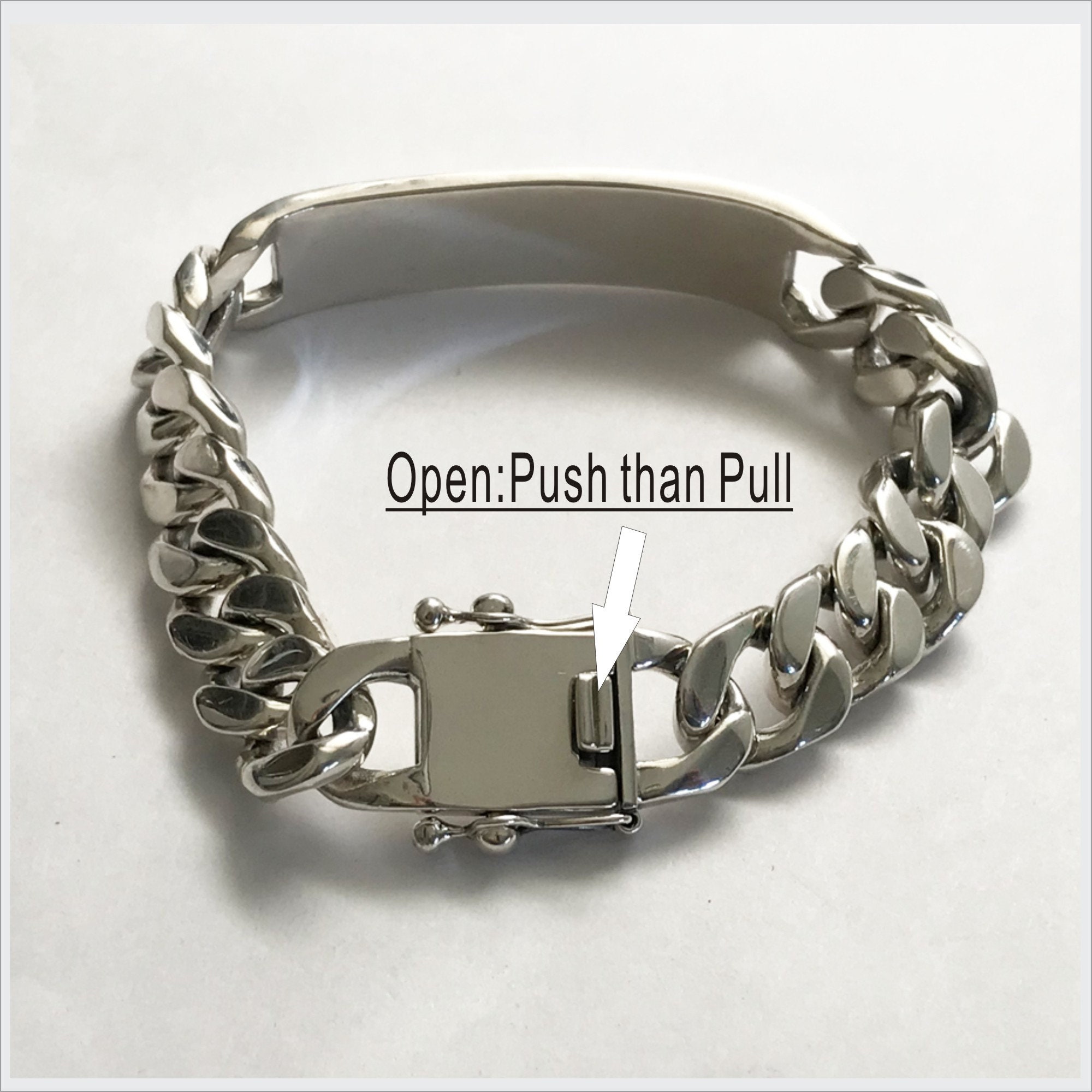 Personalized Solid 925 Sterling Silver Men ID Bracelet-65 | Etsy