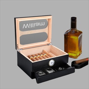 Personalized Cigar Humidor With Front Hygrometer,humidifier,accessory ...
