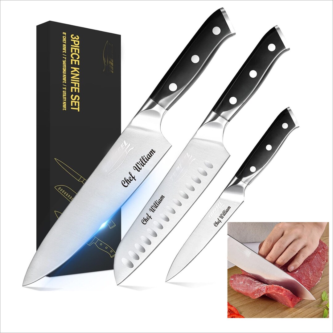 Personalized CHEF KNIVE SET Custom Engraved Chefs Knife Kitchen Cooking ...