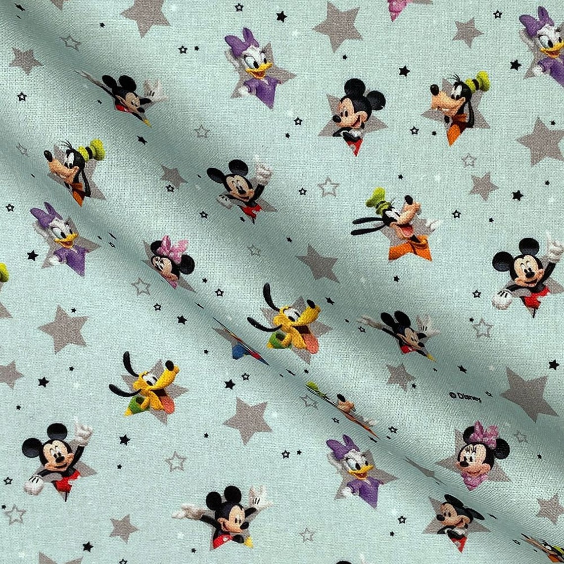 100% Cotton Digital Fabric Disney Mickey Mouse Friends Stars - Etsy