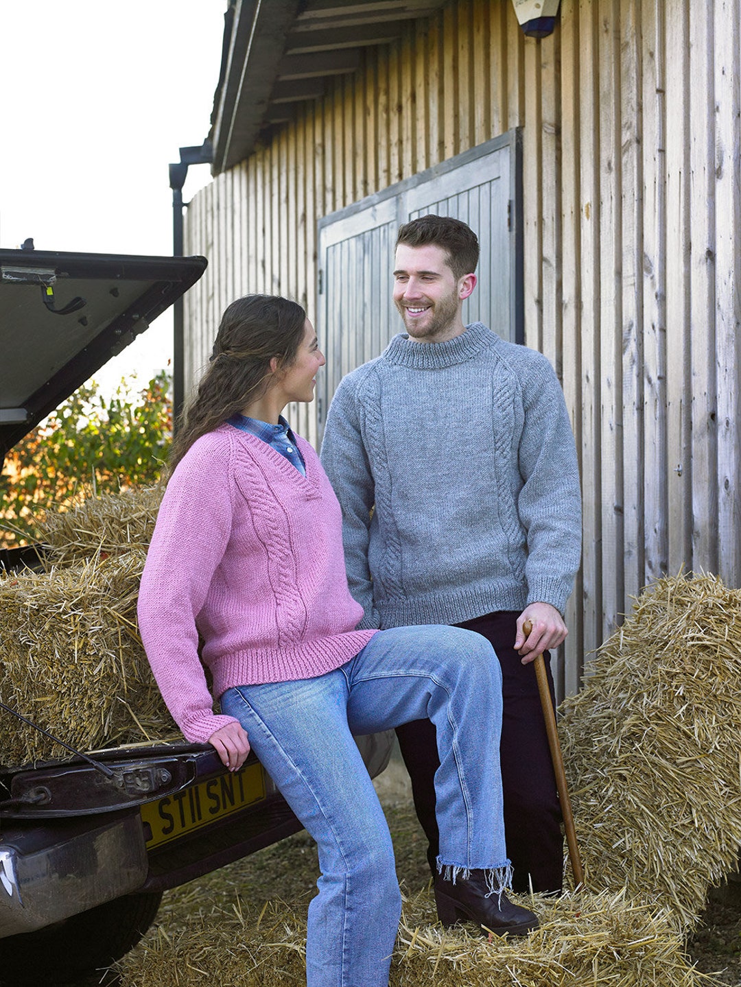 Knitting Pattern James C Brett JB854 Funnel V Neck Jumper Pattern Croftland Aran - Etsy UK