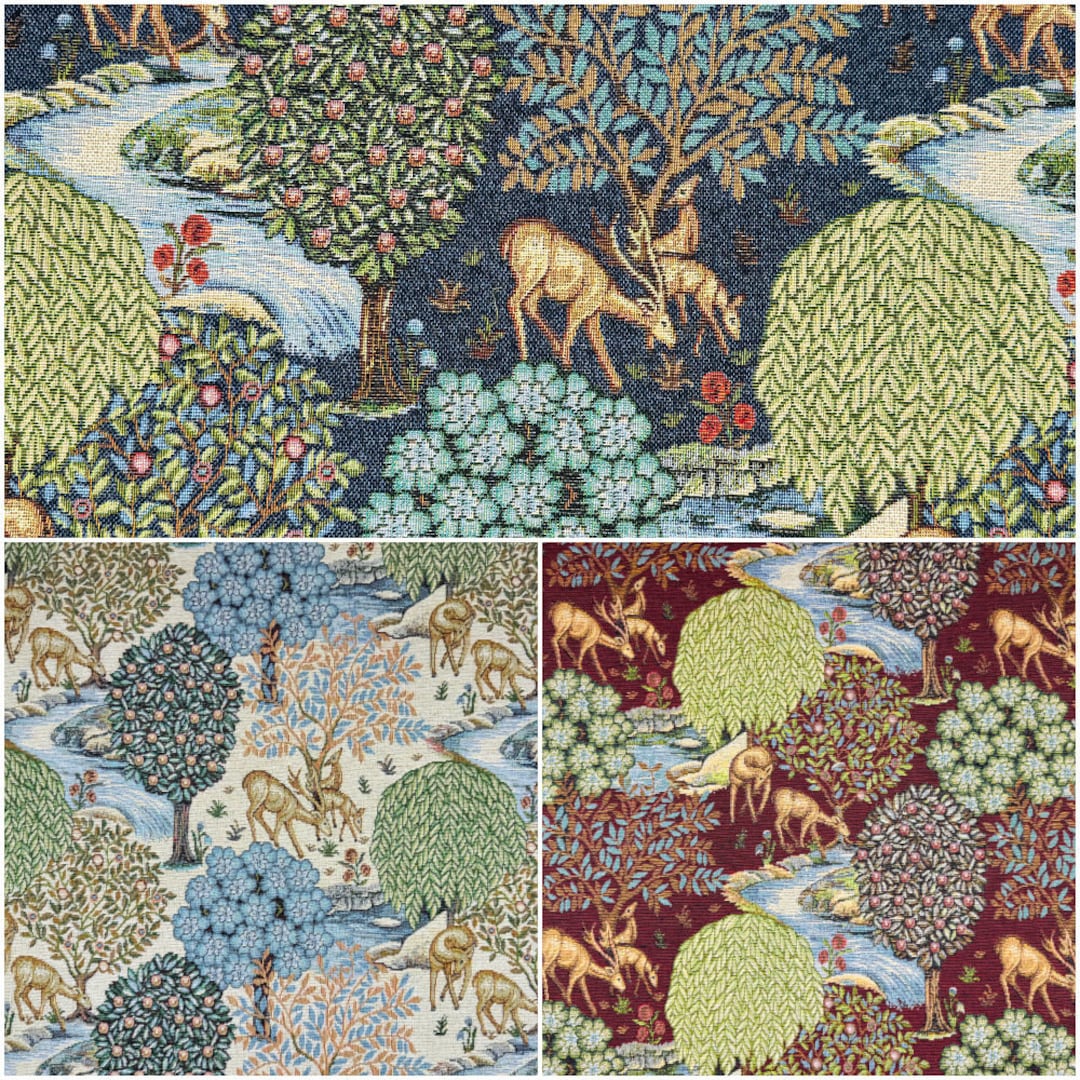 Tapestry Fabric William Morris the Brook Trees Deer Animals Nature ...