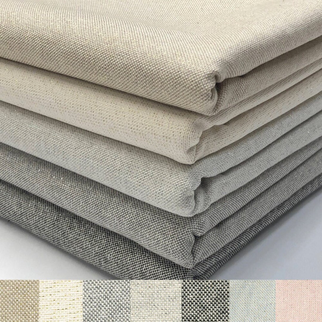 Cotton Rich Sparkle Linen Look Fabric Plain Craft Panama 140cm Wide ...