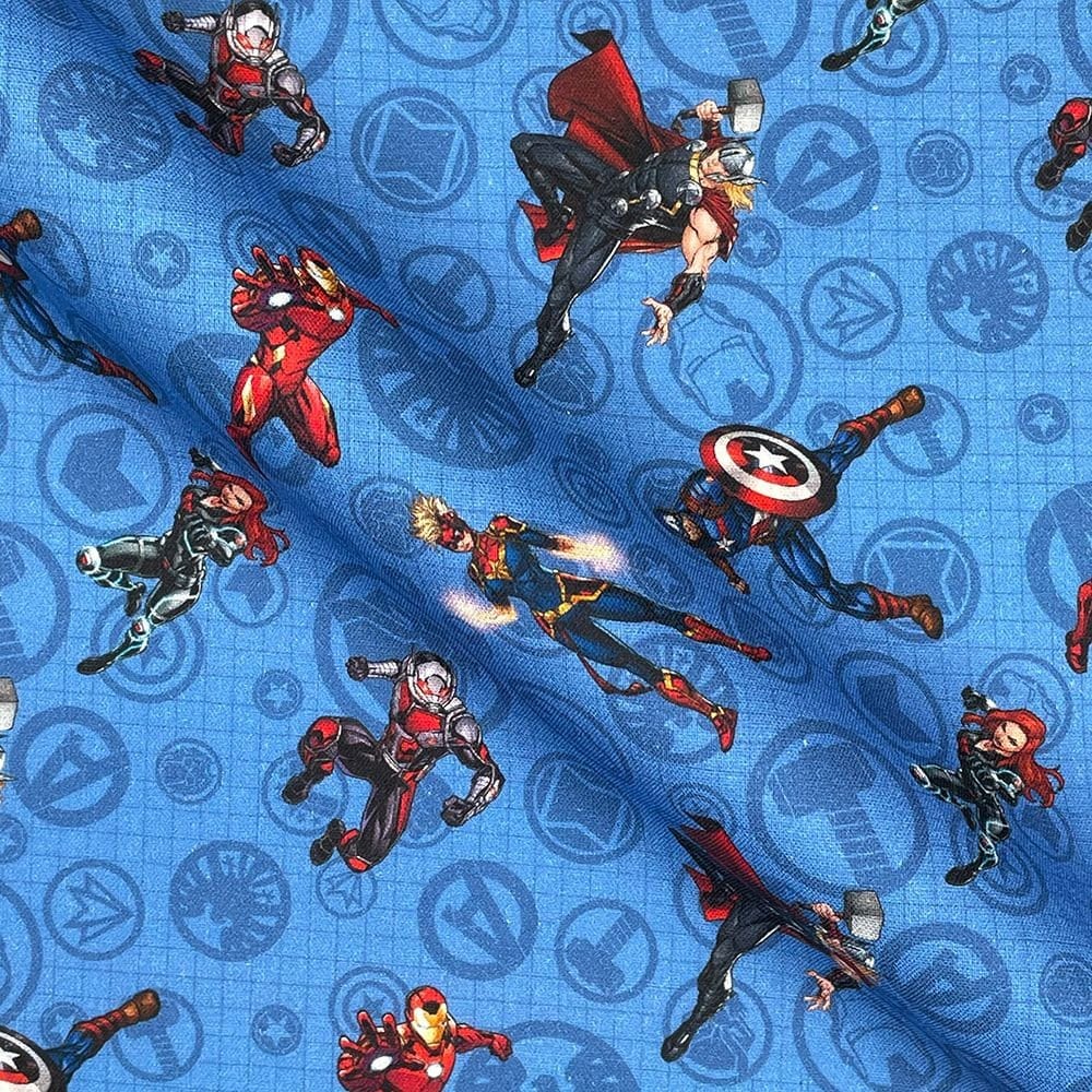 100% Cotton Fabric Digital Marvel Avengers Captain America Iron Man ...