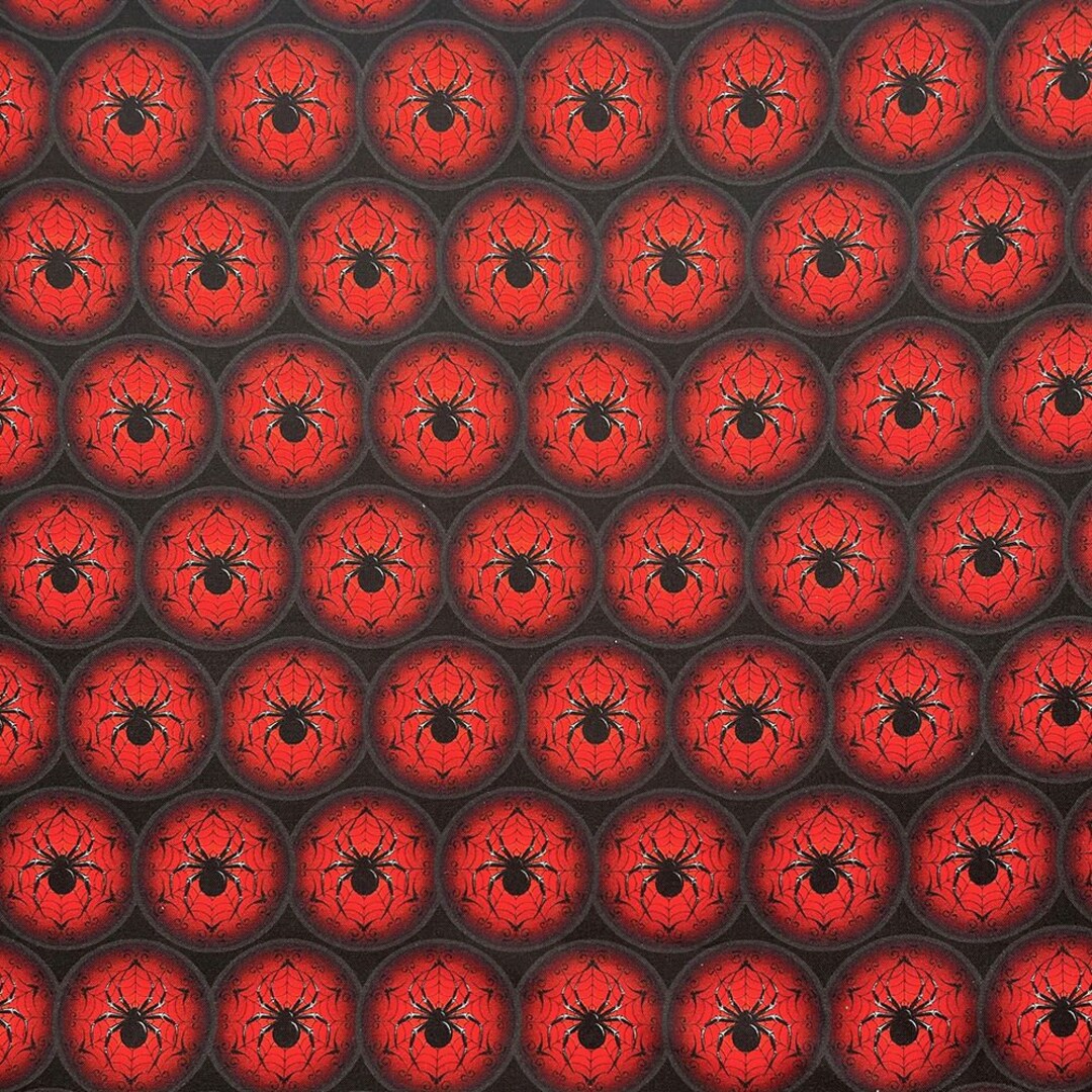 100% Cotton Digital Fabric Red Spiderwebs Spider Web Halloween 140cm ...