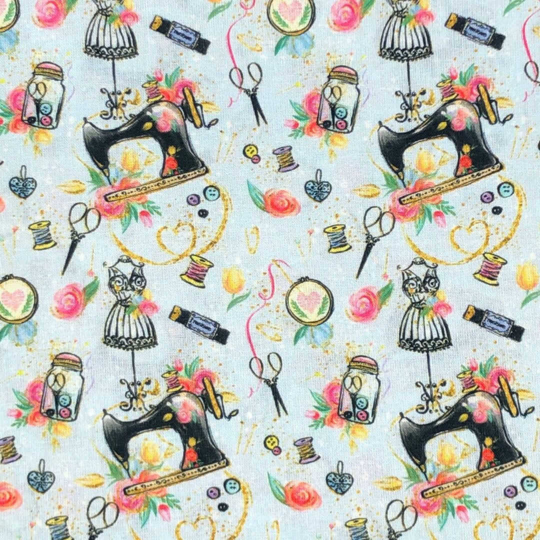 100% Cotton Digital Fabric Sewing Machine Accessories Blue 140cm Wide ...