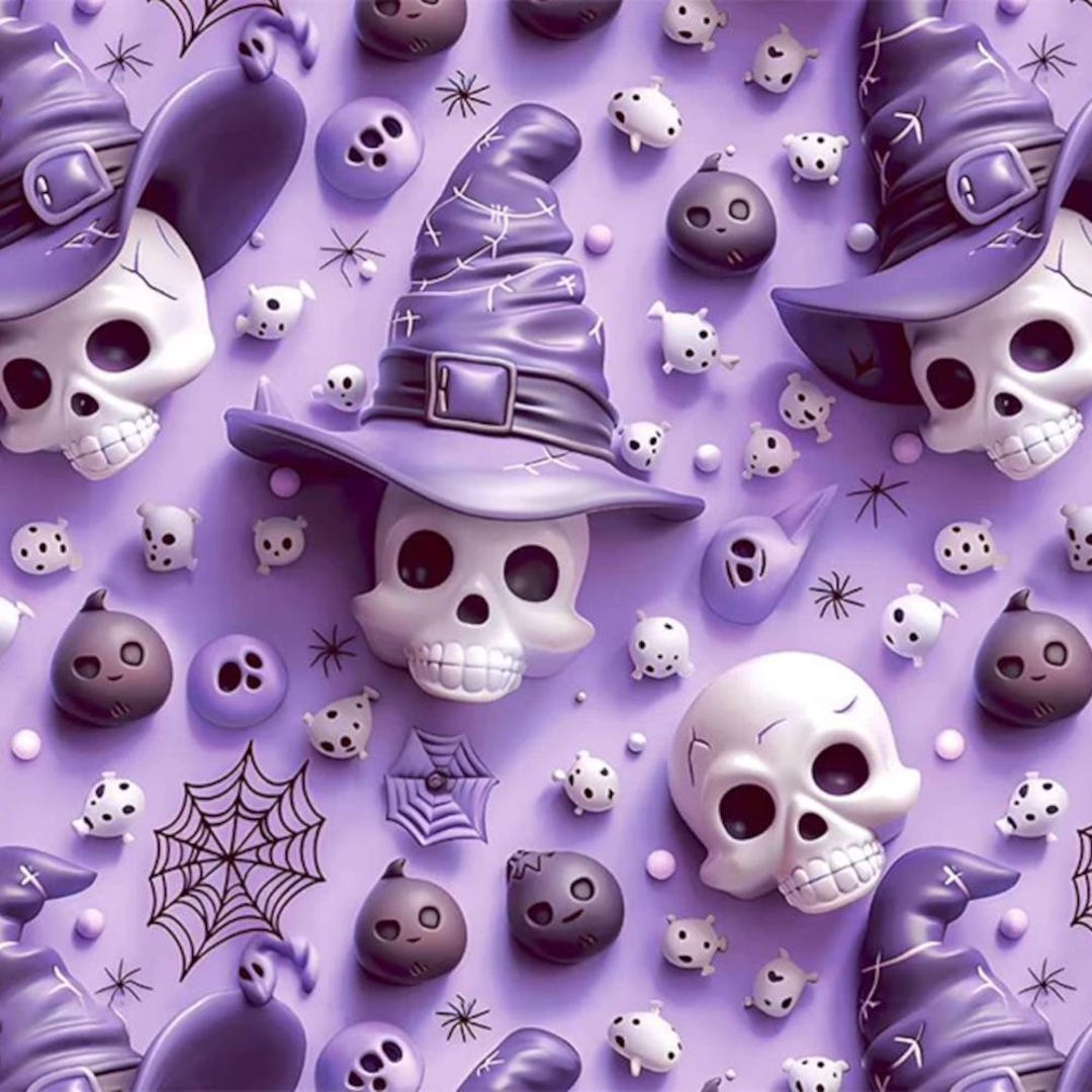 100% Cotton Digital 3D Fabric Little Johnny Halloween Witch Skulls 149cm Wide - Etsy UK