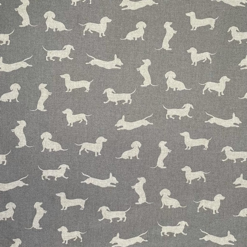 Cotton Rich Linen Look Fabric Dachshund Dog Curtain Upholstery Cushion ...
