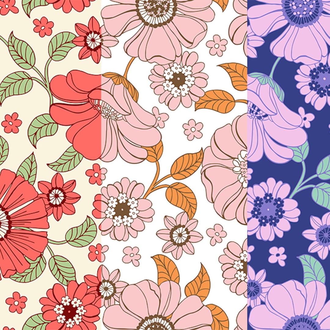 Polycotton Fabric Floral Poppies Upwey Street - Etsy UK