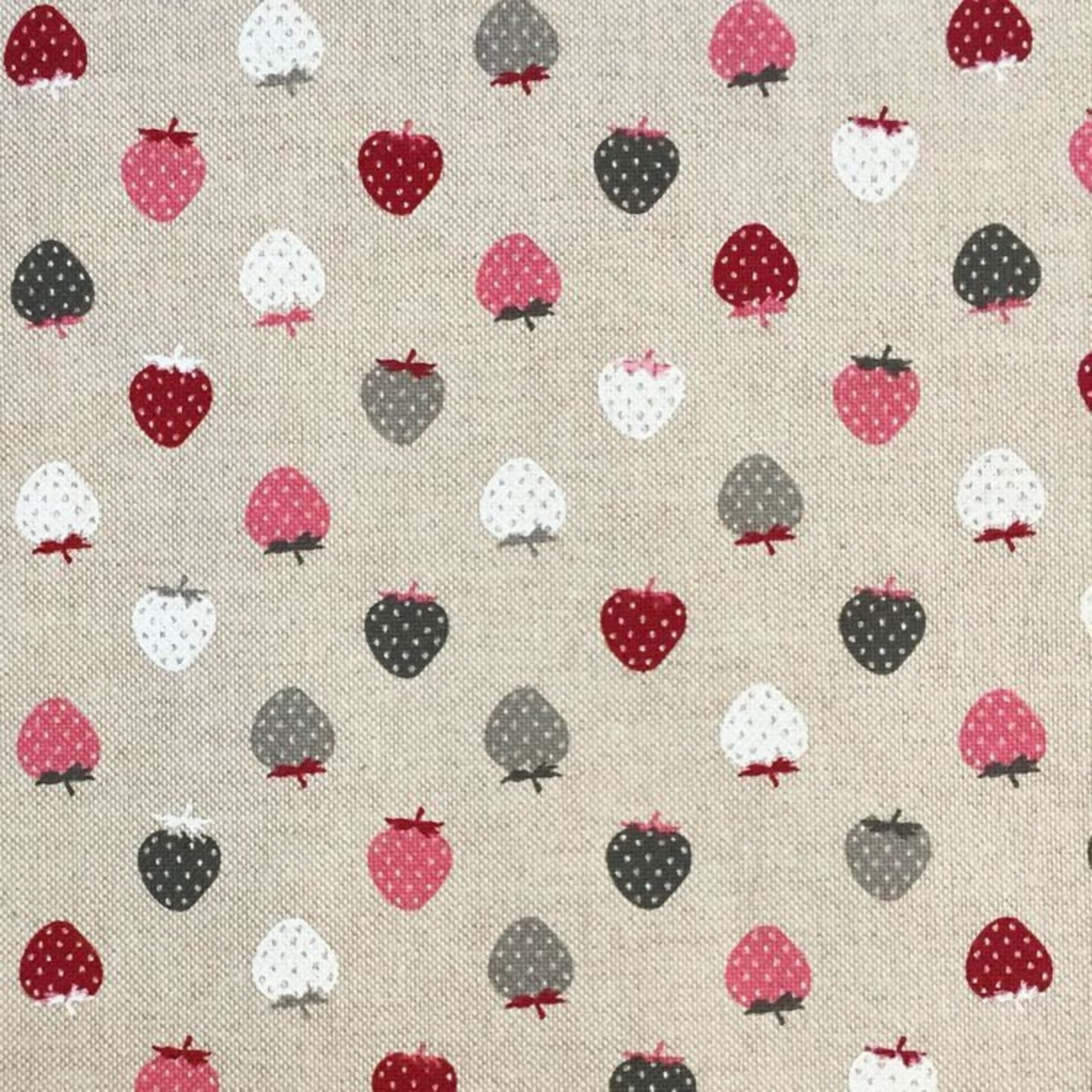 Cotton Rich Linen Look Fabric Berry Multi Strawberries - Etsy
