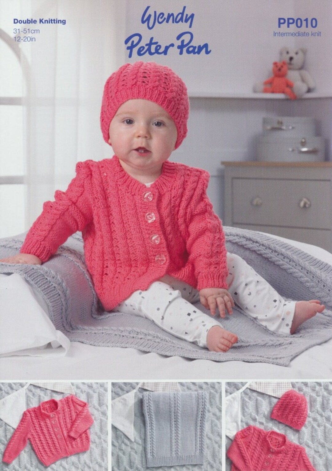 Wendy Wools Knitting Pattern PP010 Baby Cardigan Hat & Blanket in Peter ...