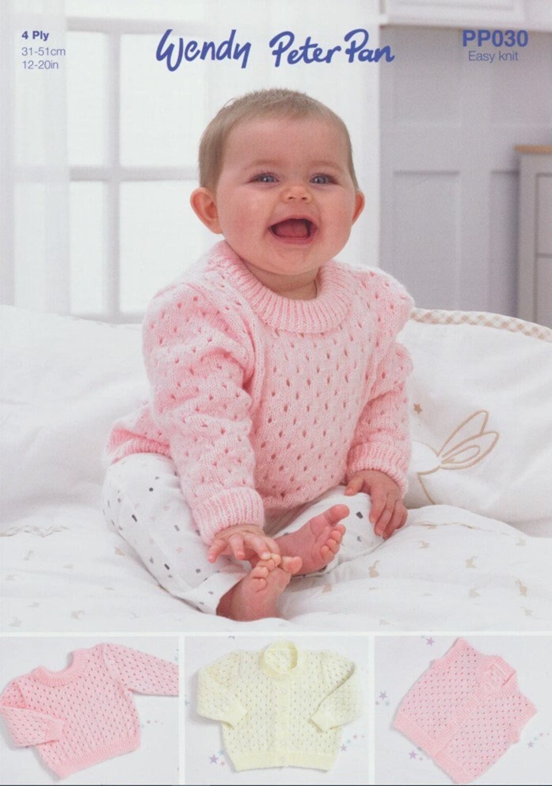Wendy Wools Knitting Pattern PP030 Baby Sweater & Cardigan in Peter Pan ...