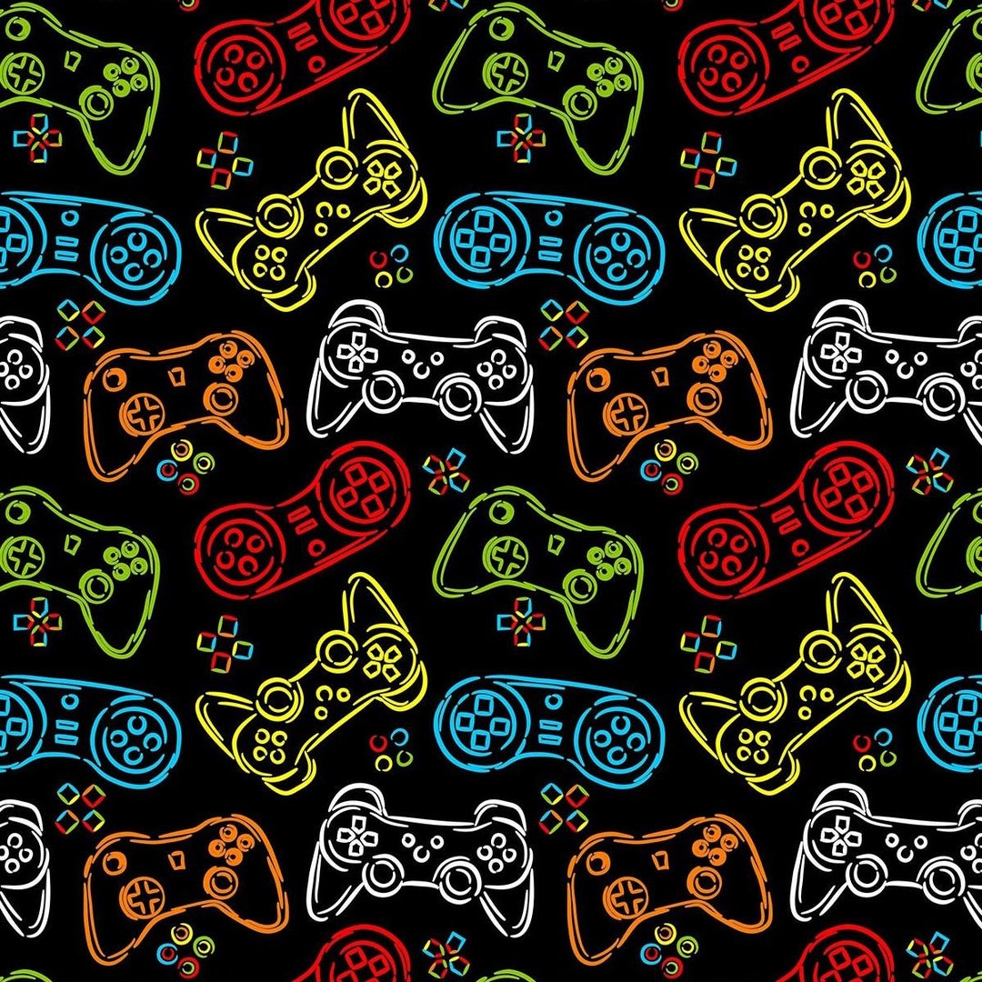 100% Cotton Digital Fabric Lets Game Controllers 140cm Wide - Etsy UK