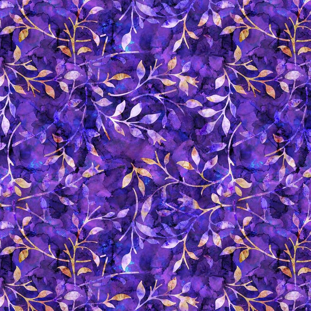 100% Cotton Digital Fabric Batik Trail Autumn Leaves Forest Crafty ...
