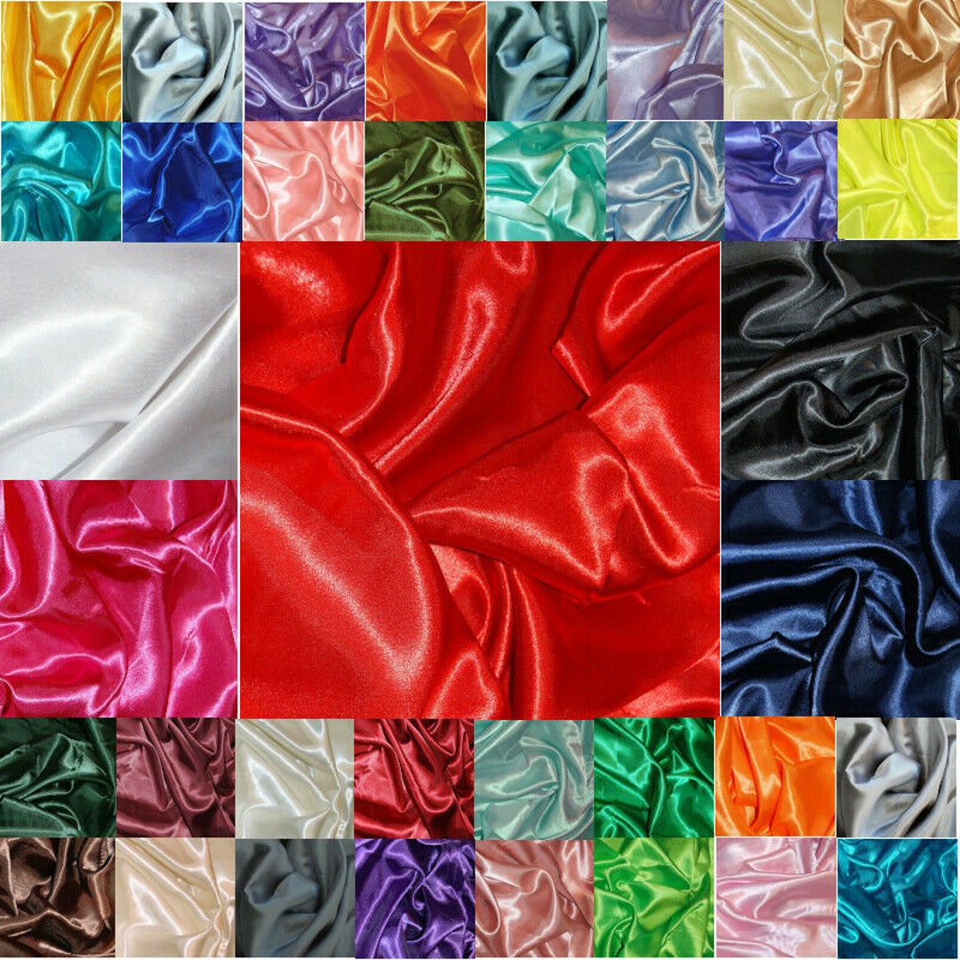Silky Satin Fabric Material Poly Craft Dress Costume Bridal Prom 150cm ...