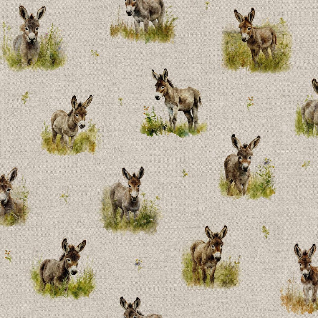 Cotton Rich Linen Look Fabric Donkey Flower Floral Field Upholstery - Etsy