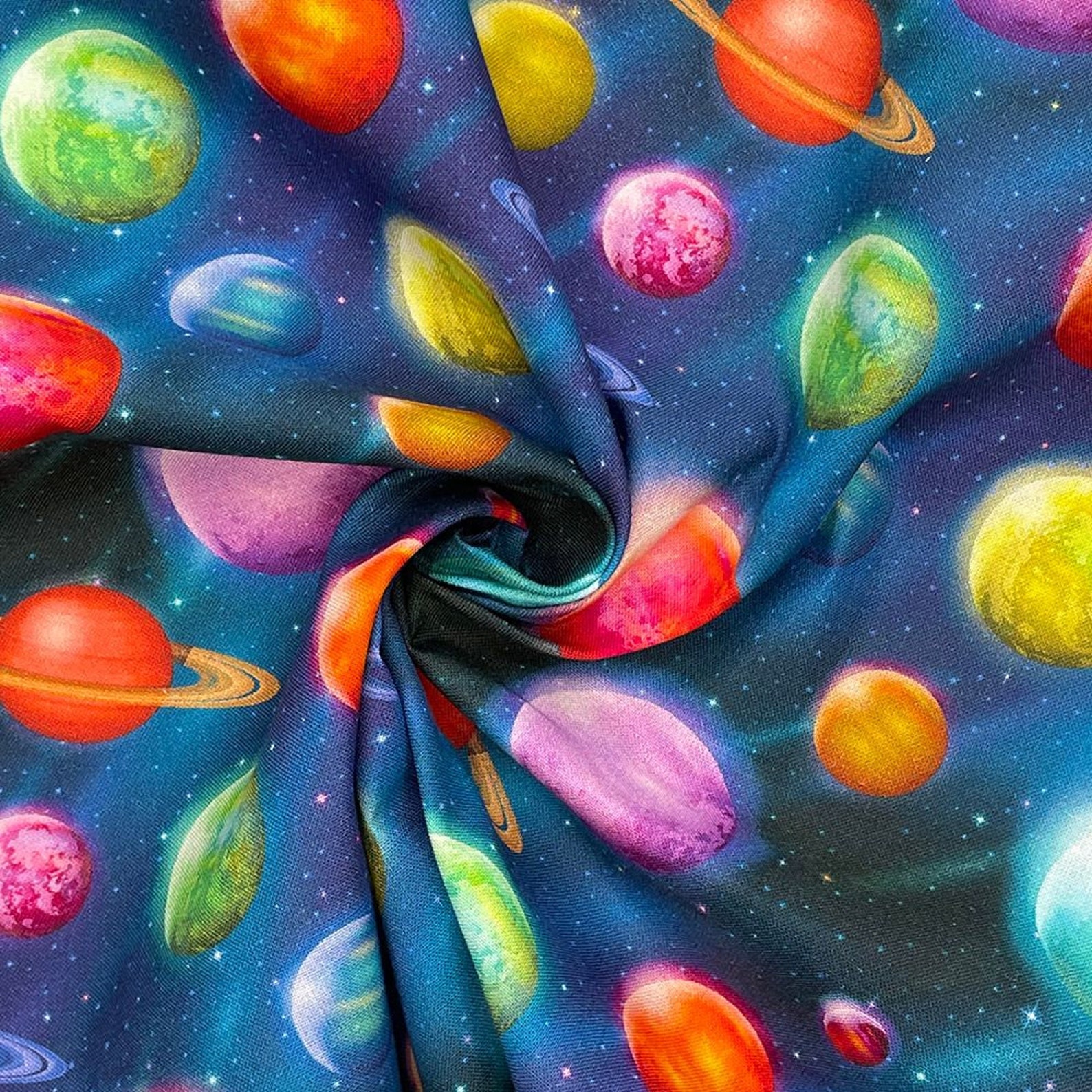 100% Cotton Digital Fabric Multi Coloured Planets Space 140cm - Etsy