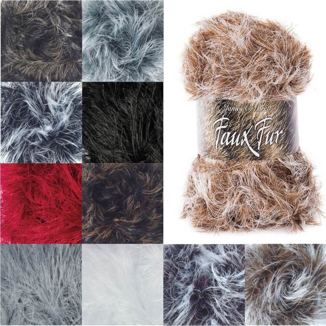 James C Brett Faux Fur Chunky Yarn 100g Ball Knitting Yarn Knit Craft ...
