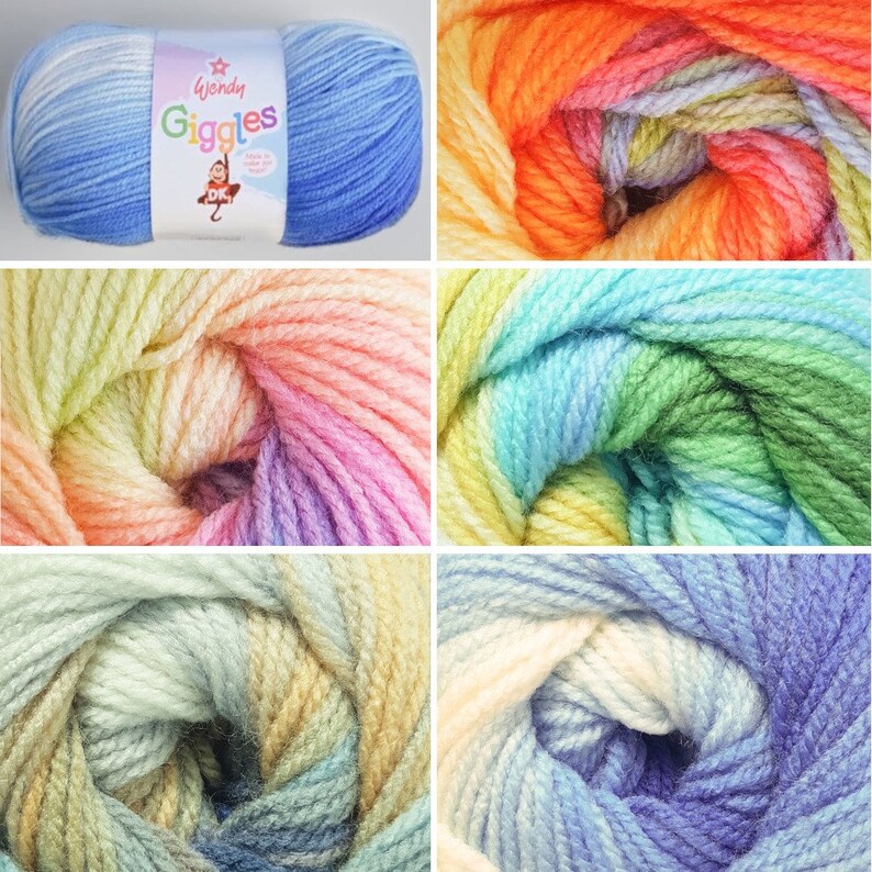 Wendy Giggles DK Yarn, 100% Acrylic, Double Knitting, 100g - Etsy UK