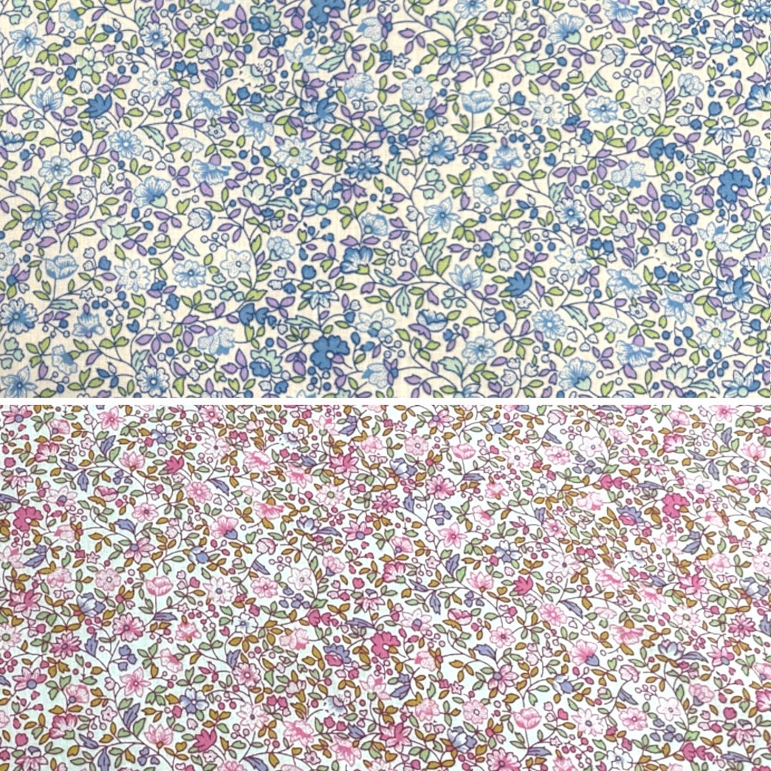 Polycotton Fabric Bunched Flowers Floral Vines Leaves Christina Street ...