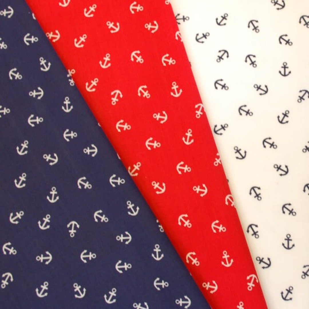 Polycotton Fabric Anchors Sam the Sailor Scattered Nautical - Etsy UK