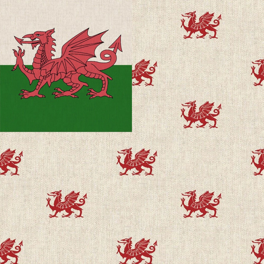 Cotton Rich Linen Look Fabric Welsh Dragon Or Panel Upholstery - Etsy.de