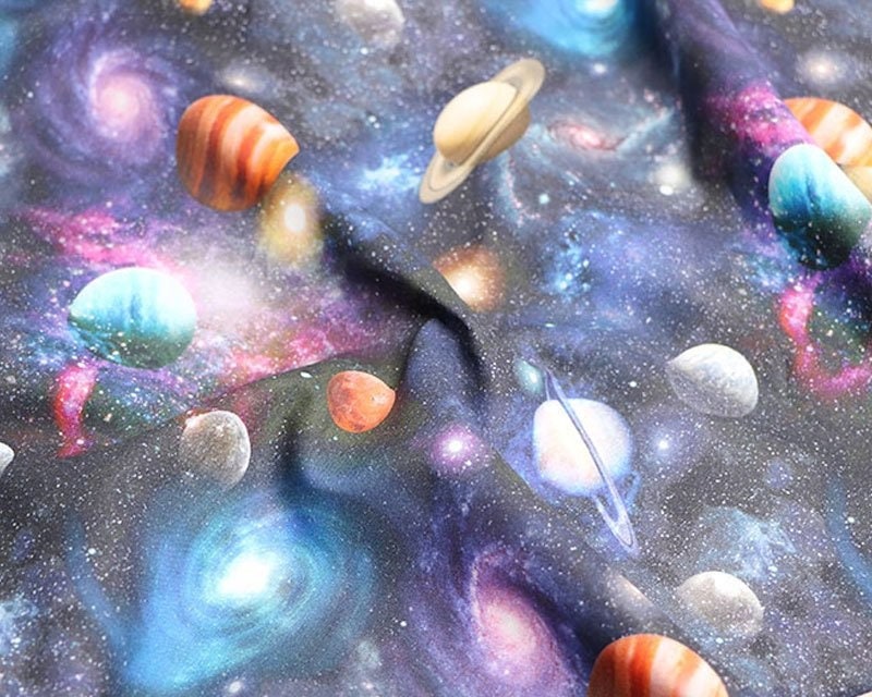 100% Cotton Digital Fabric Planets Stars Space Universe Solar - Etsy UK