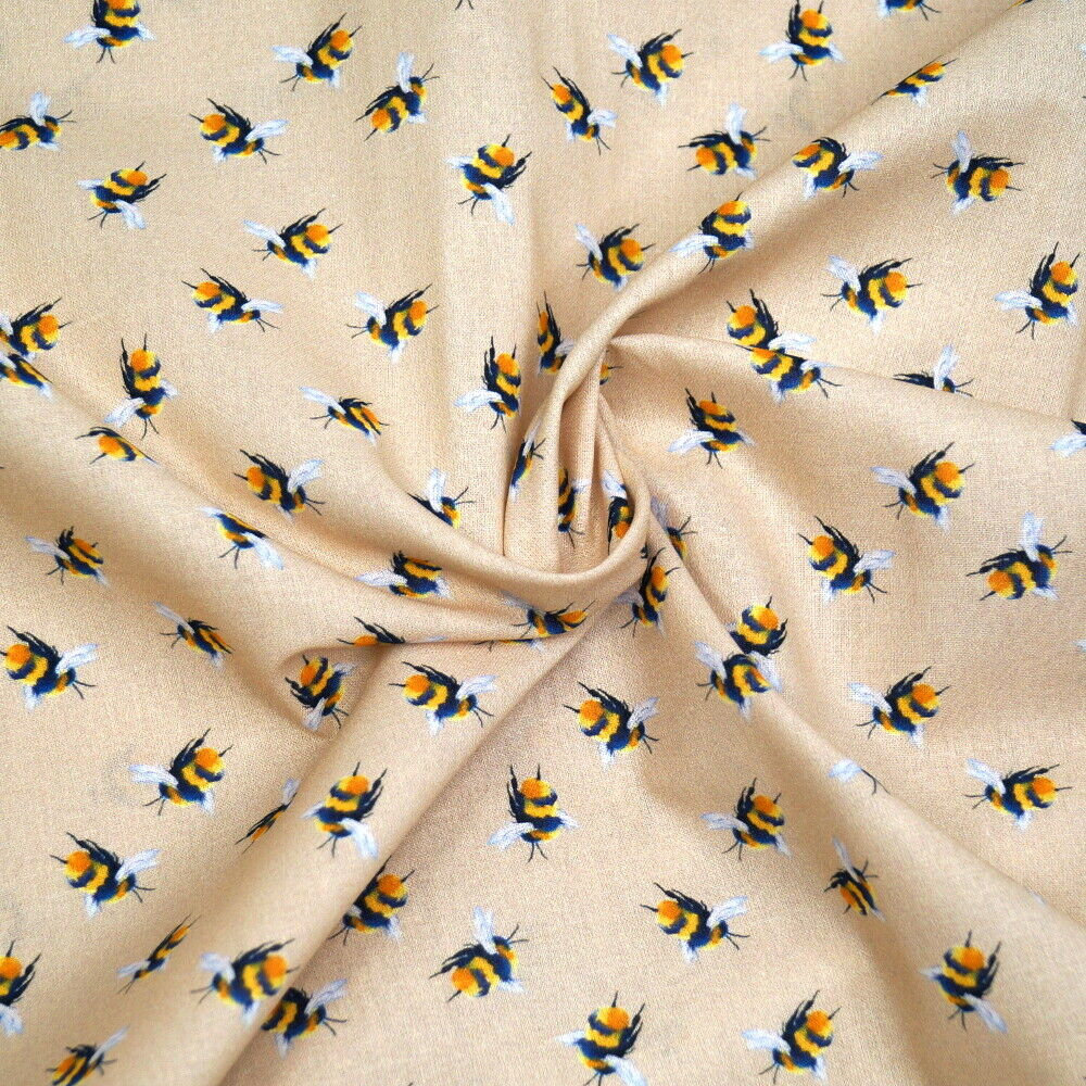 100% Cotton Digital Fabric Bumble Bee Buzzy Bumblebee Insect 140cm Wide ...
